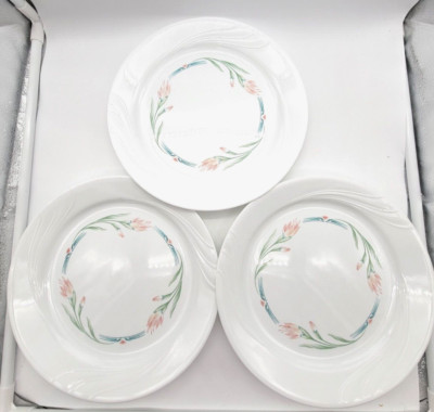 Corelle SPRING BREEZE Dinner Plates 10 1/4'' Pink Green Floral Swirl ...
