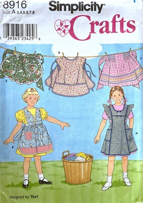 1990's Simplicity Child's Apron Pattern 8916 Size 3-8 UNCUT | eBay