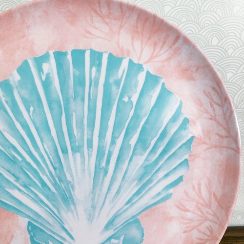 Sea Life Plates Set 4 Melamine 11" Indoor Outdoor Beach Nautical | eBay