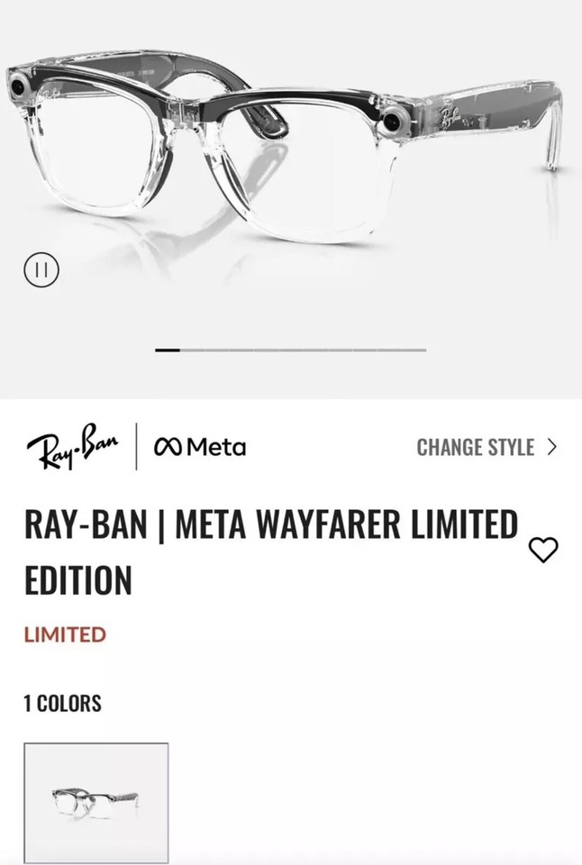 Limited Edition Ray Ban Meta Transparent Glasses New Clear UNOPENED ...