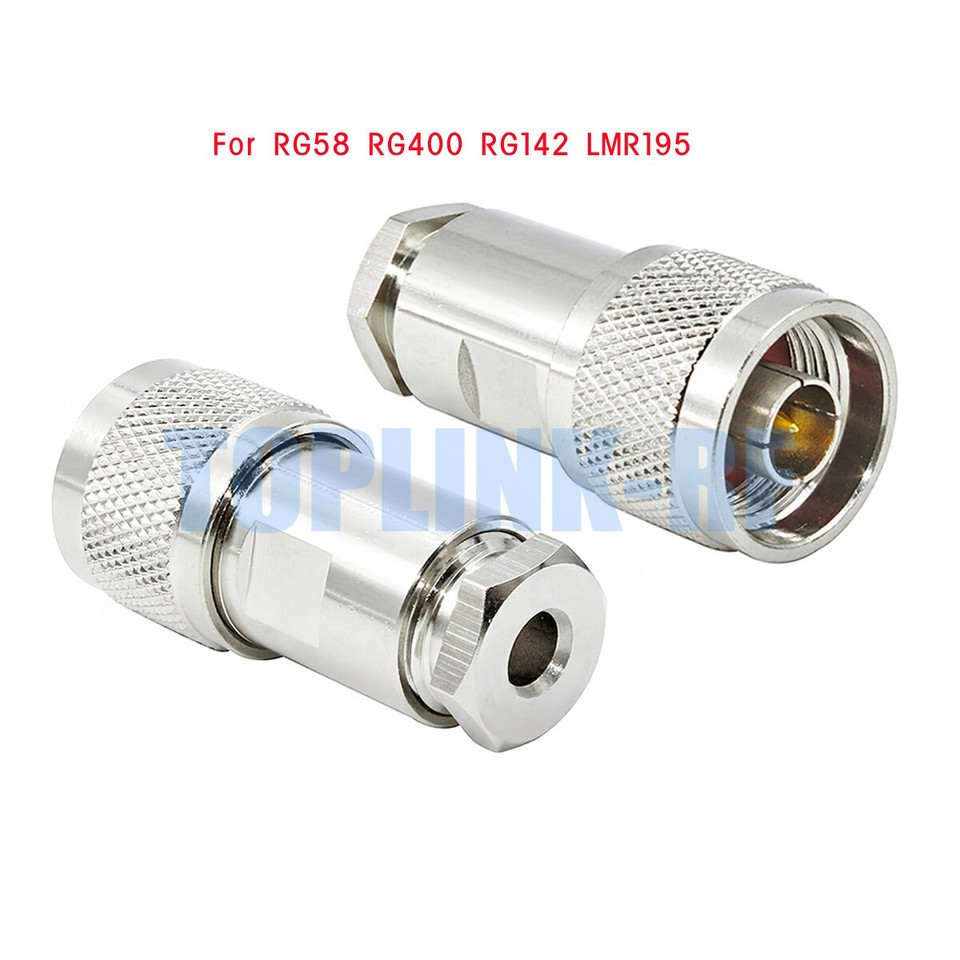 1x N Male Female Clamp Connector for RG58 RG142 RG8X LMR240 RG5 RG8 ...