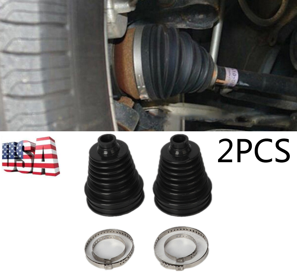2 Pcs Universal Black Drive Shaft CV Joint Boot Kit Constant Velocity ...