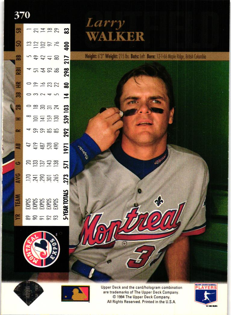 1994 Upper Deck #370 Larry Walker excellent baseball | eBay