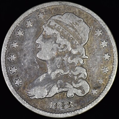 1833 CAPPED BUST QUARTER VF VERY FINE 25C SILVER COIN SCARCE A TRUSTED ...