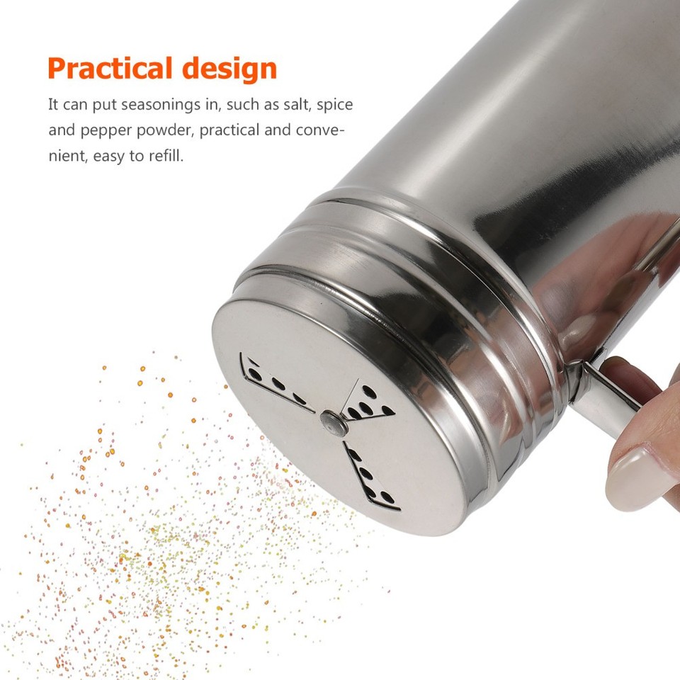 Stainless Steel Seasoning Jar Salt Shaker Dispenser Spice Storage ...