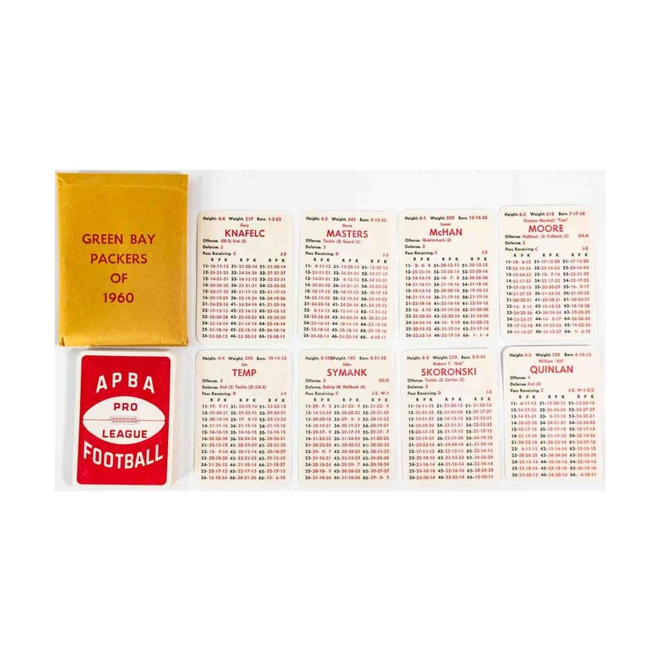 APBA APBA Football Card S World Championship Football Game - Team Cards ...