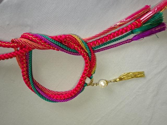 Purple Kimono Obiage & Obijime Set for Furisode, Satin with Gold Thread ...