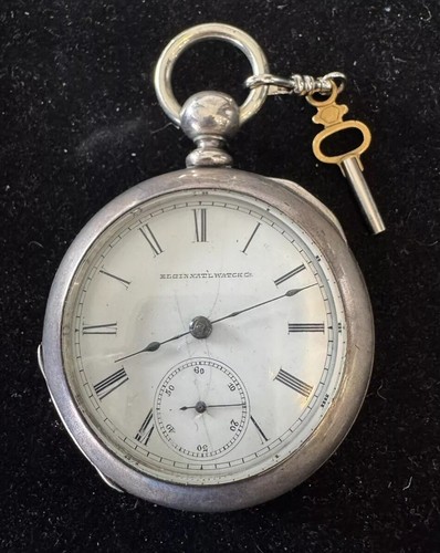Antique Elgin Coin Silver Pocket Watch with Key Working Read ...