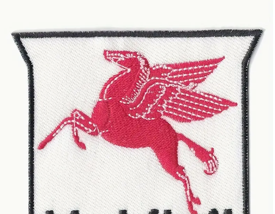 MOBIL OIL - VINTAGE RETRO FLYING PEGASUS - Embroidered Iron-On/Sew-On ...