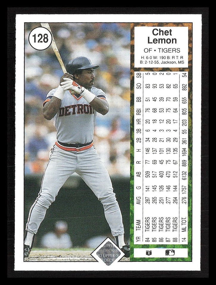 Chet Lemon 1989 Upper Deck #128 Detroit Tigers | eBay