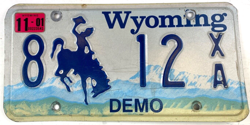 Vintage Wyoming 2001 Auto Demo License Plate Platte Co Cave Collector ...