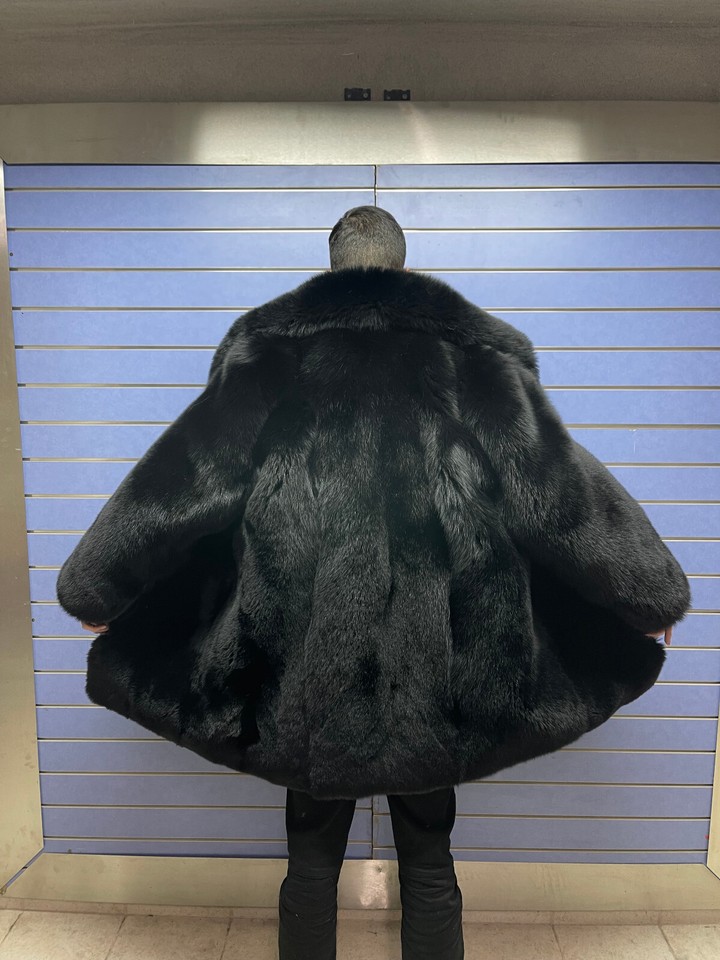 Luxury Full Skin Black Fox Fur Mens Coat Real Fur Black Fox Full Length ...