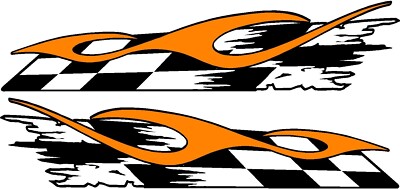 checkered flag & flame racing vinyl graphics decal sticker set 4" x 22 ...