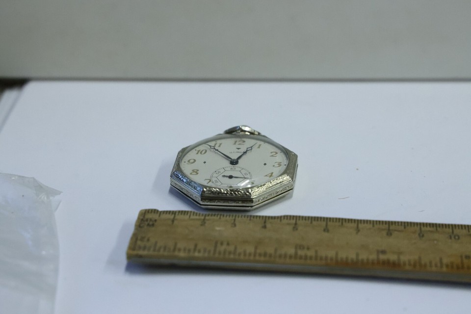 1931 18k GF Octagonal Pocket Watch 12s 21j Gr 121 Saphire Jewels (Runs ...