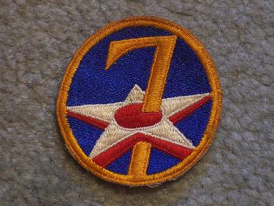 MILITARY 1942 WORLD WAR II 7th AIR FORCE PATCH GOLD 7 RED WHITE STAR ...
