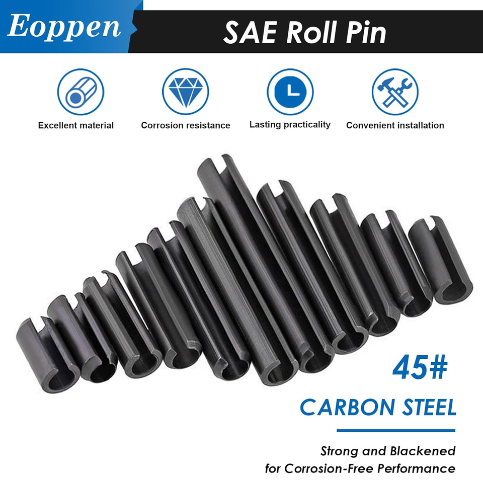230Pcs SAE Roll Pin Assortment Set - Slotted Spring Pins Steel Split ...