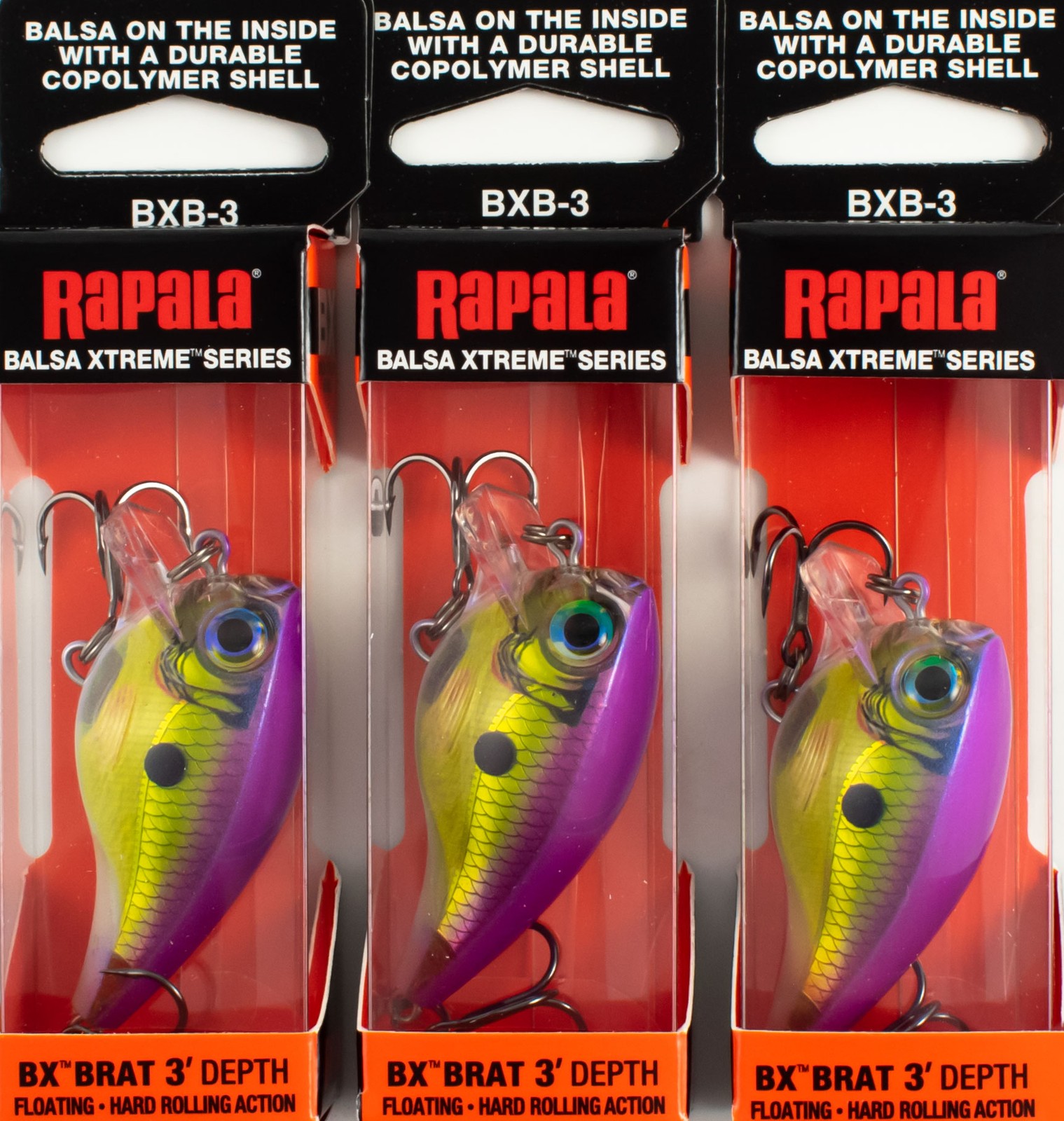 (LOT OF 3) RAPALA BX BRAT 2" 3/8OZ BXB03-ROC ROCK SOLID CM3301 | eBay