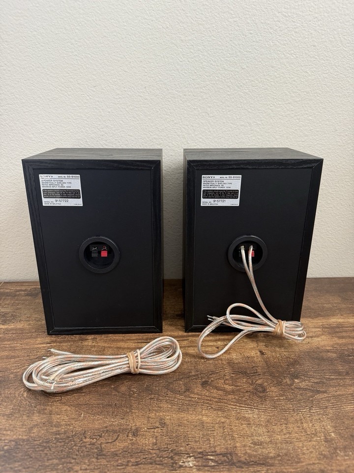 Pair SONY SS-B1000 8 Ohms 120 Watts 120W Black Wood Bookshelf Speakers ...