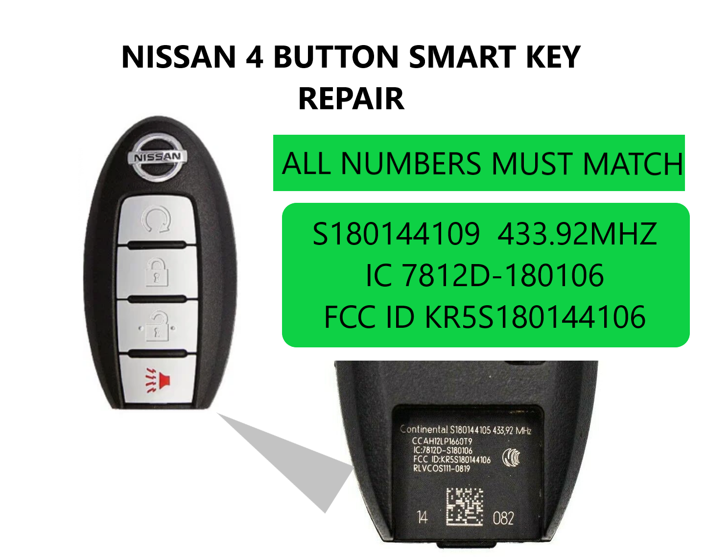 Nissan Smart Key FIX BROKEN Key Fob Repair Service S180144109 ...