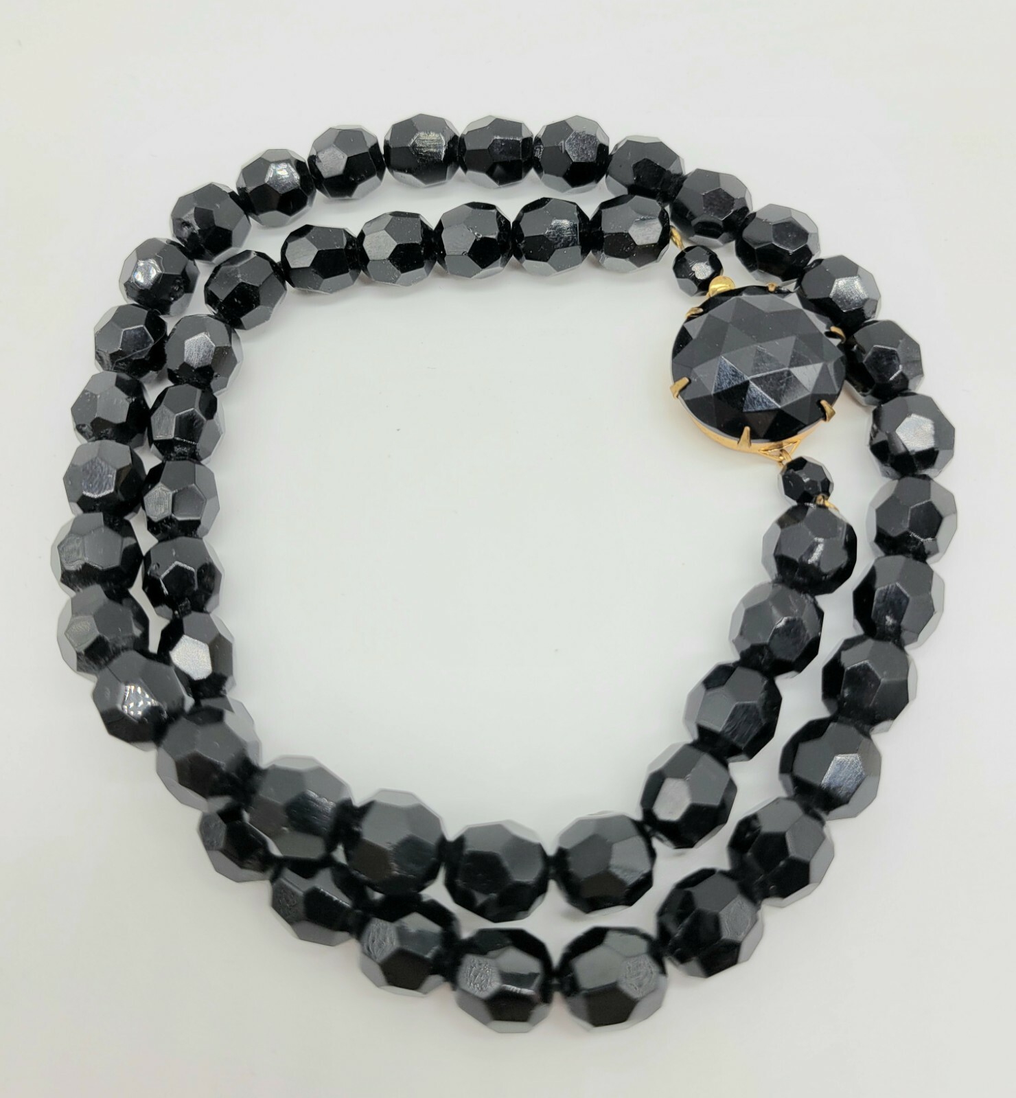 WEST GERMANY Vintage Faceted French Jet Black Glass B… - Gem