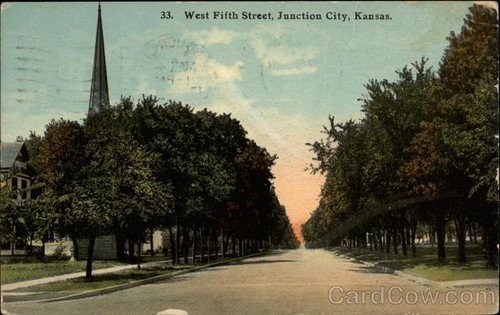 Junction City,KS West Fifth Street 1913 Geary County Kansas R.O. Thomen ...