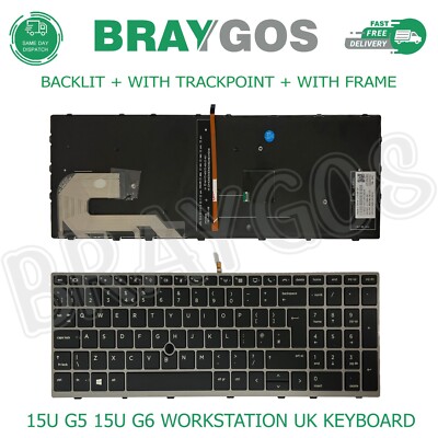 For HP ZBOOK 15U G5 15U G6 Workstation UK Laptop Keyboard Trackpoint ...