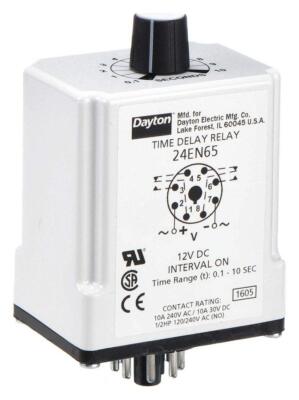 Dayton Single Function Timing Relay, 12VDC, 10A @ 240V, 8 Pins, DPDT | eBay