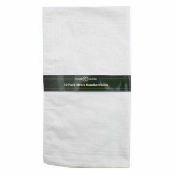 RJM Men's Polyester Cotton Handkerchief - White, Pack of 10 for sale ...