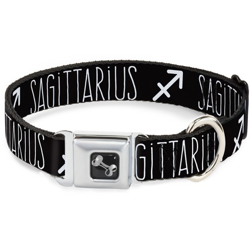 Dog Collar Bone Zodiac SAGITTARIUS/Symbol Black/White WIDE-Large 20 ...