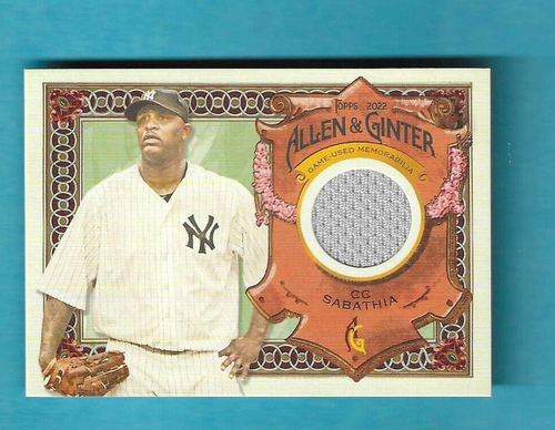 2022 ALLEN & GINTER RELICS CC SABATHIA MEMORABILIA CARD AGRACS JERSEY ...