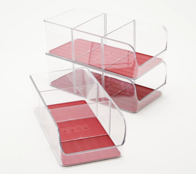 CELLA Set of 3 Clear Stackable Storage Bins with Dividers - Redwood ...