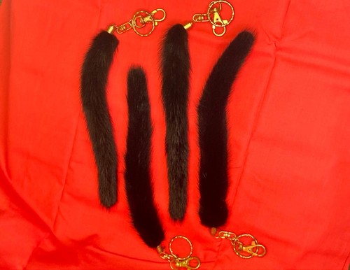 Black Mink Tail Keychain/Charm, Real Fur, 8 in. Length | eBay