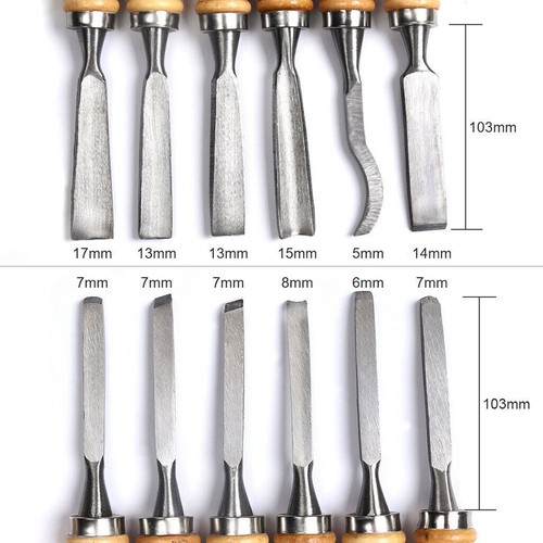 US 12 Pcs Wood Carving Hand Chisel Tool Professional Woodworking Gouges ...