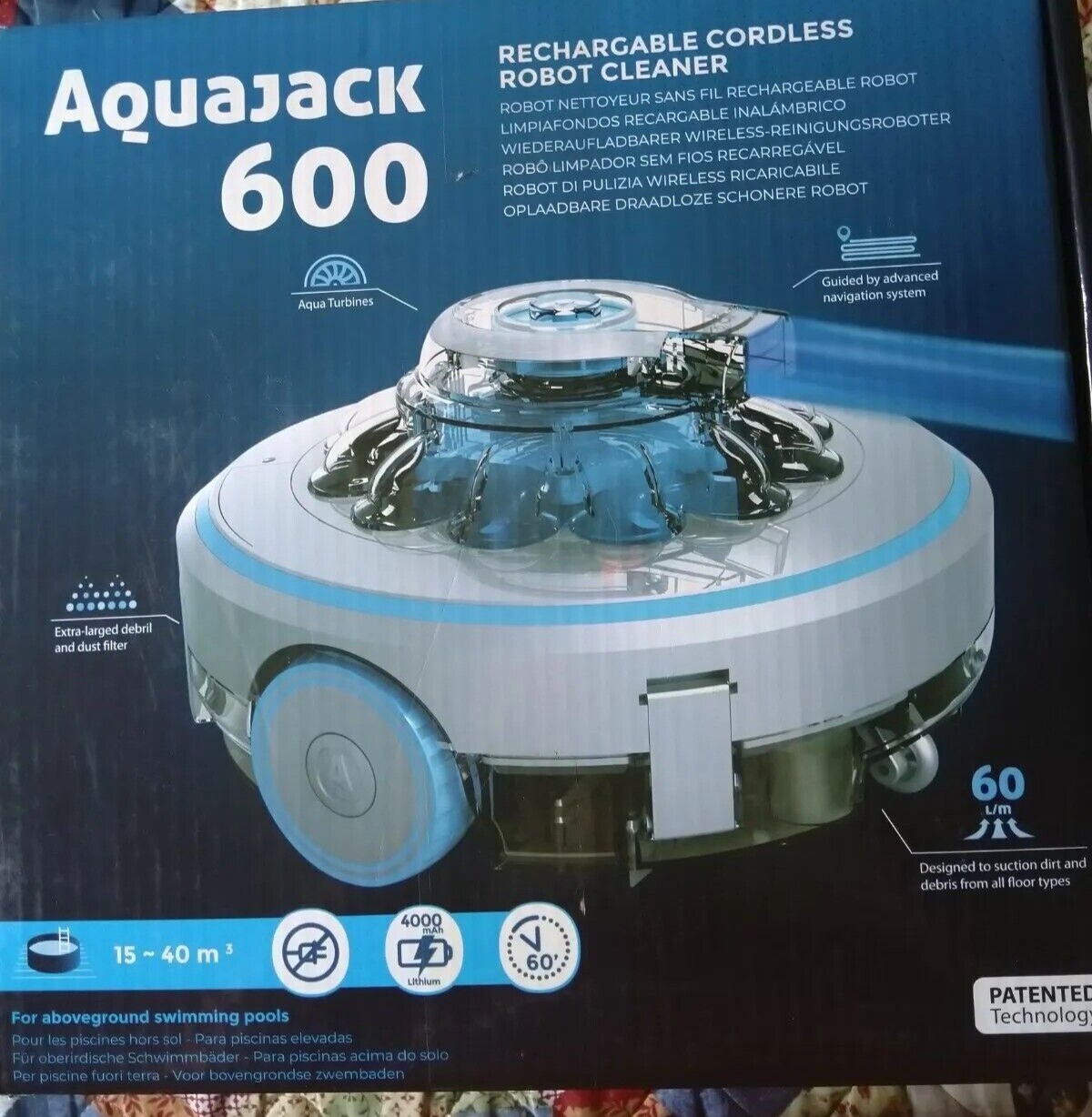 Aquajack 600 Pool Vacuum Cleaner. Rechargeable cordless robot cleaner ...