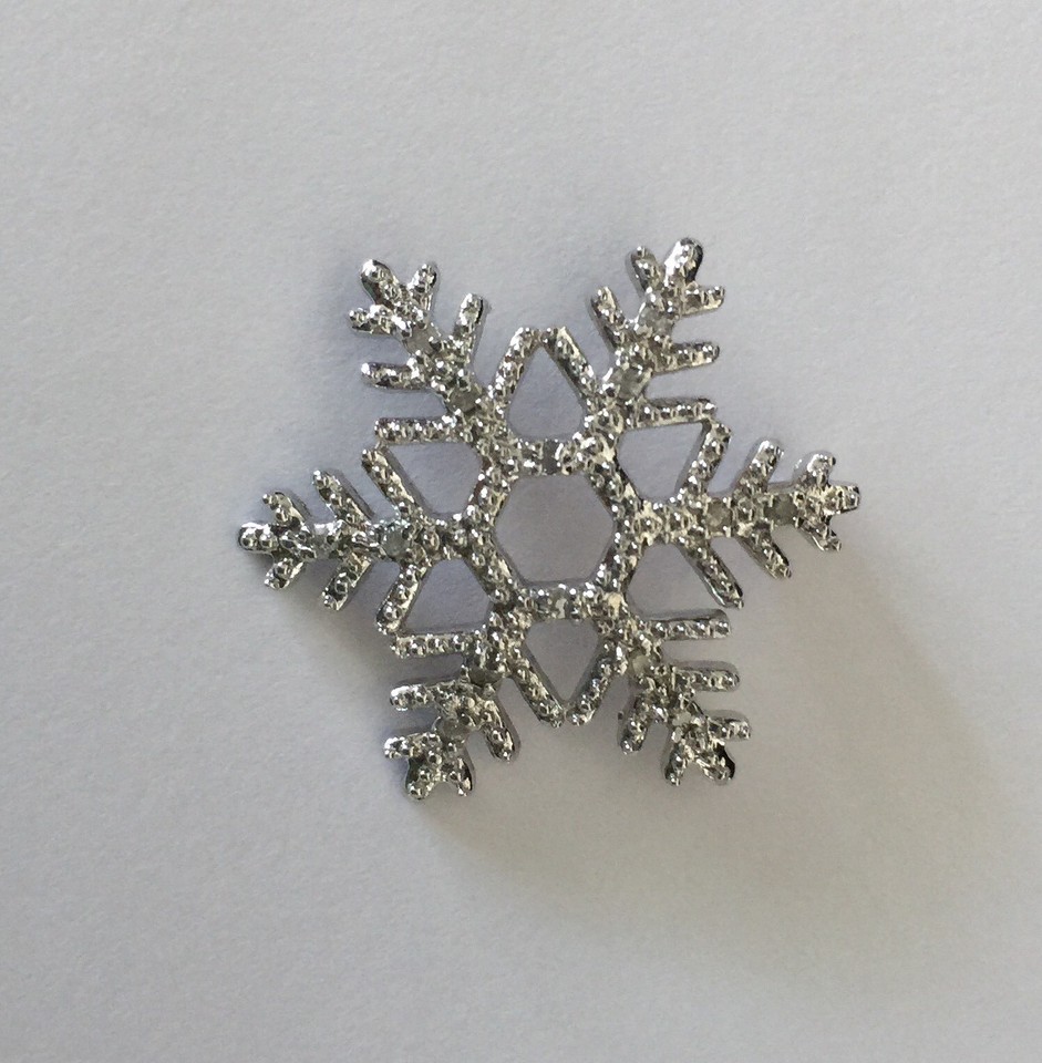 SNOWFLAKE XMAS 925 STERLING SILVER CHRISTMAS PENDANT CHARM 14 DIAMONDS ...