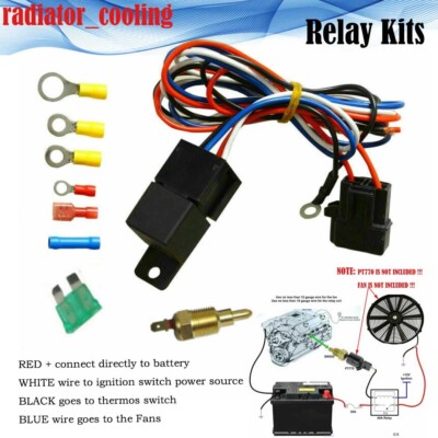 Electric Radiator Cooling Fan Relay Kit Universal Temp Control Switch ...