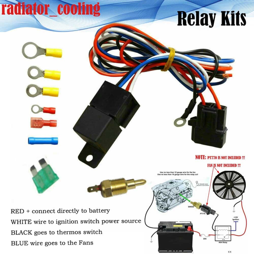 Electric Radiator Cooling Fan Relay Kit Universal Temp Control Switch ...