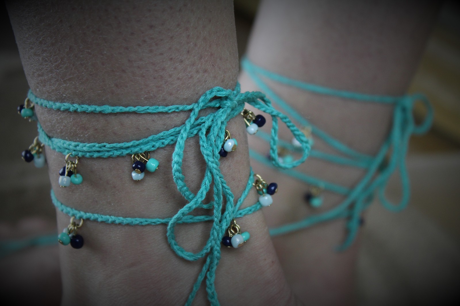 Crochet Gold Beaded Barefoot Sandals Foot Chains Anklet Toe Ring- TQ or ...