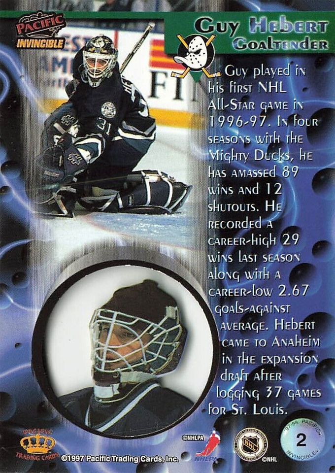 1997-98 Pacific Invincible Guy Hebert #2 | eBay