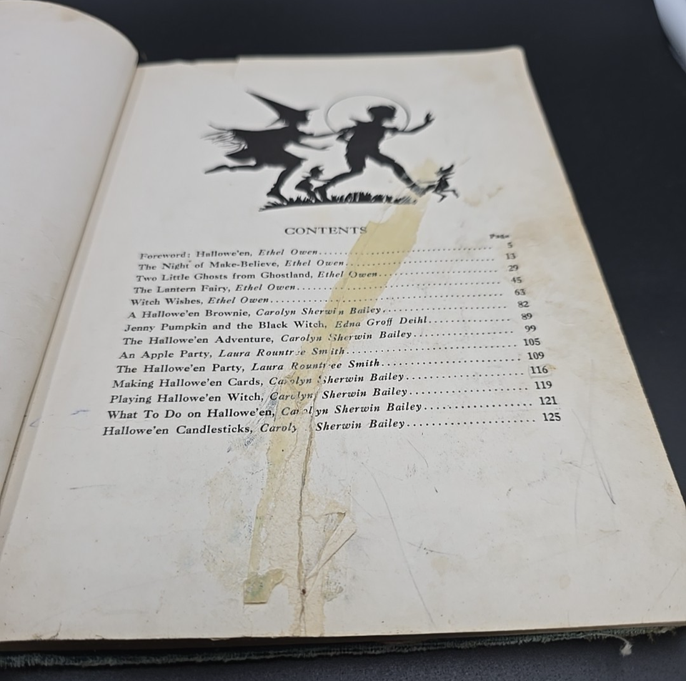 1928 Hallowe'en Tales & Games HC Ethel Owen Illustr. Elenore Mineah ...