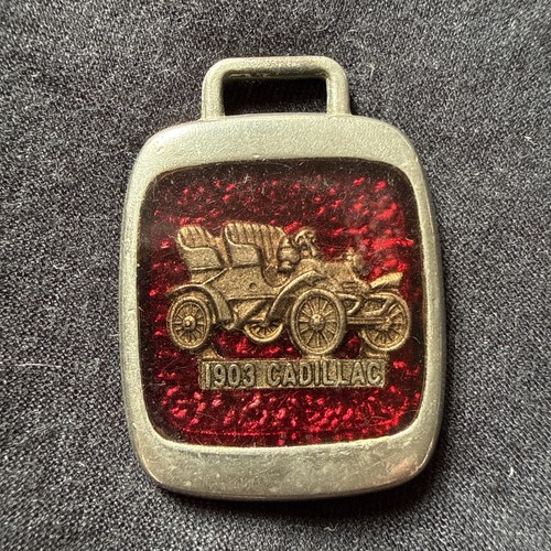Vintage Cadillac Key Fob Featuring 1903 Cadillac Red Background | eBay UK