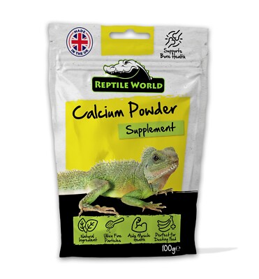 Reptile World Calcium Dusting Powder 100g - Tortoise, Bearded Dragon ...