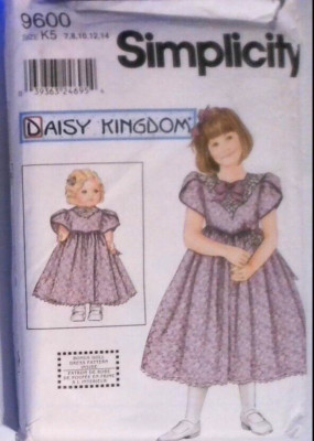 9600 Simplicity Daisy Kingdom Vintage Sewing Pattern Dress UNCUT Size 7-14 DOLL | eBay
