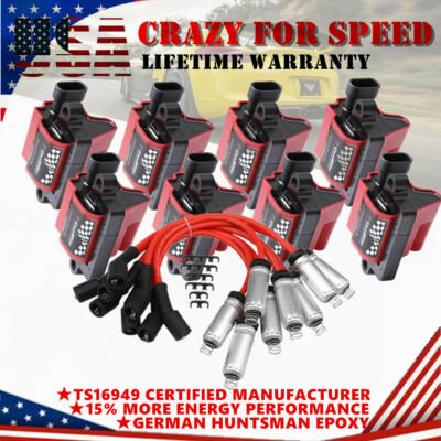 UF271 Square Ignition Coils + Spark Wires Pack For Chevy GMC Cadillac ...