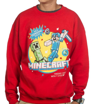 Minecraft Vintage Trading Card Crew Youth Fleece Sweatshirt - Mojang ...