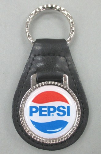 Vintage Red White Blue PEPSI Black Leather Chrome Key Ring | eBay