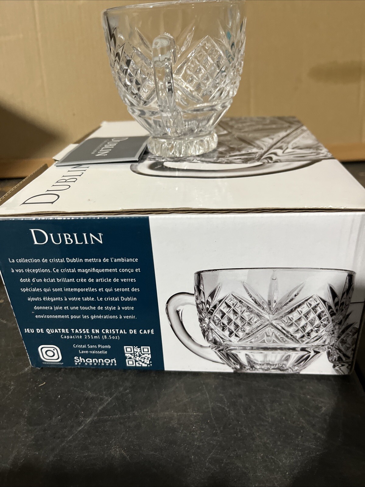 shannon by Godinger set of four crystal coffee mugs Dublin collection ...