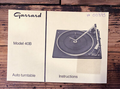 Garrard Model 40B Record Player / Turntable Owner / User Manual ...