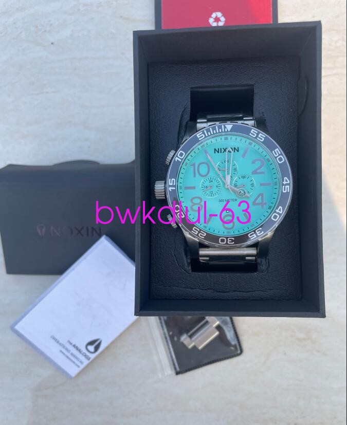 Nixon 51-30 Chrono - Silver/Turquoise A1389-2084-00 Chronograph Men's ...