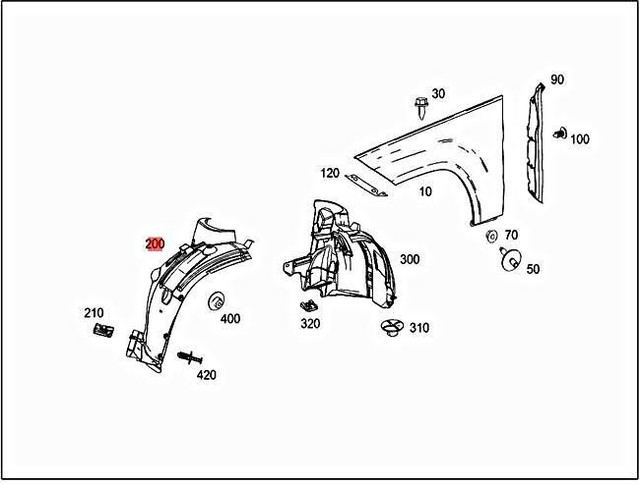 MERCEDES Mercedes-Benz Oem-front Fender Liner Splash Shield Right ...